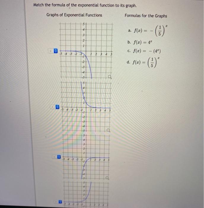 Solved Match the formula of the exponential function to its | Chegg.com