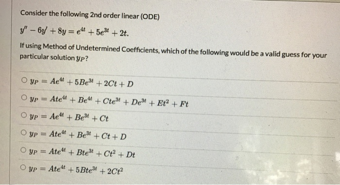 Solved Consider the following 2nd order linear (ODE) y' - 64 | Chegg.com