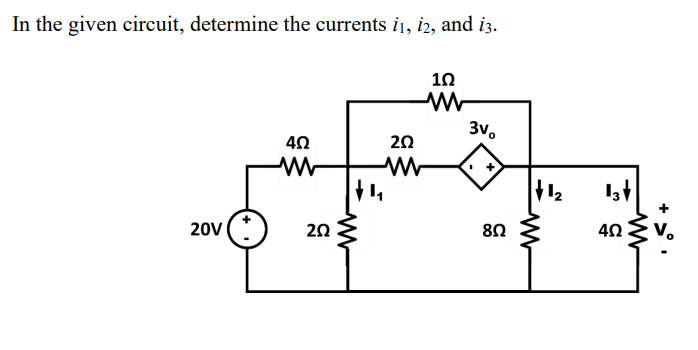 In the given circuit, determine the currents | Chegg.com