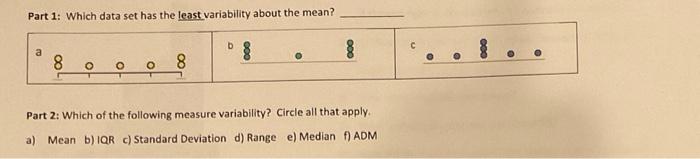 Solved Part 1: Which data set has the least variability | Chegg.com