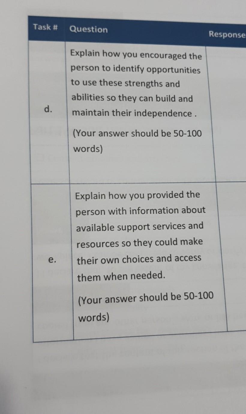 Task # Question Response Explain how you promoted | Chegg.com