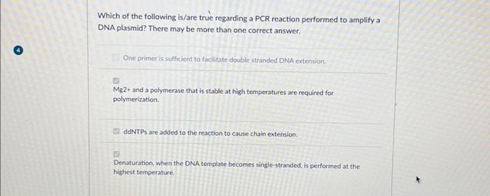 Solved Which of the following is/are true regarding a PCR | Chegg.com
