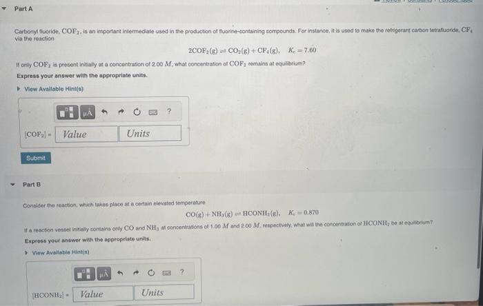 Solved The concentrations of reactants and products for a | Chegg.com
