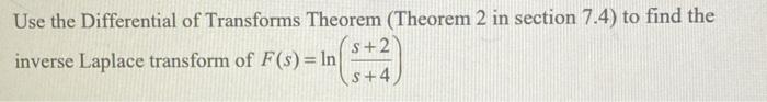 Solved Use the Differential of Transforms Theorem (Theorem 2 | Chegg.com