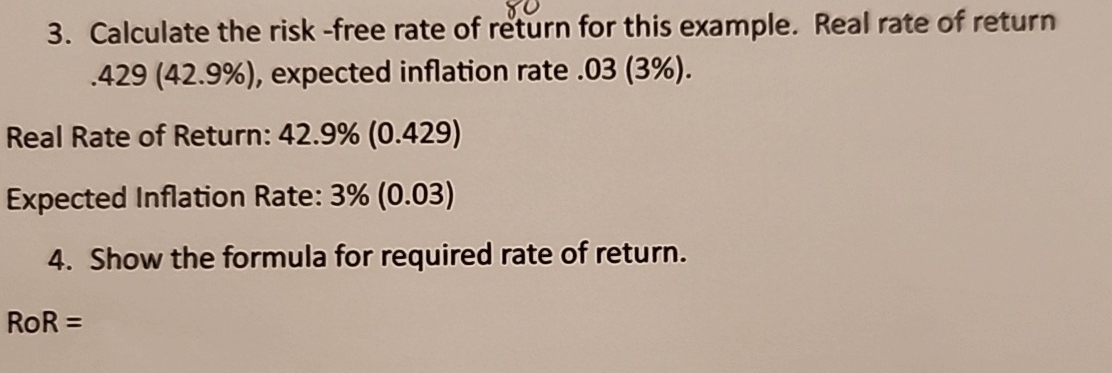 Solved Calculate the risk -free rate of return for this | Chegg.com