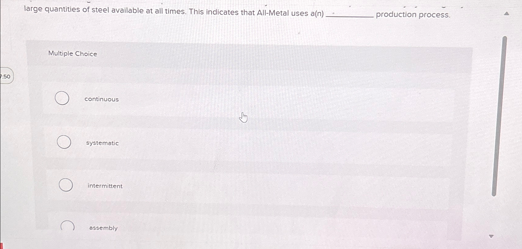 Solved large quantities of steel available at all times. | Chegg.com