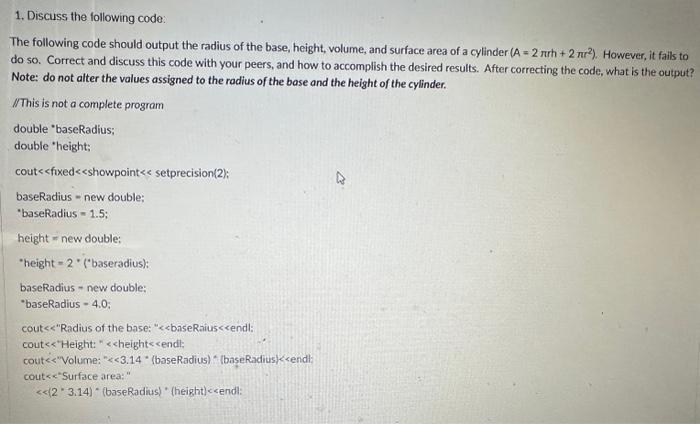 Solved The following code should output the radius of the | Chegg.com