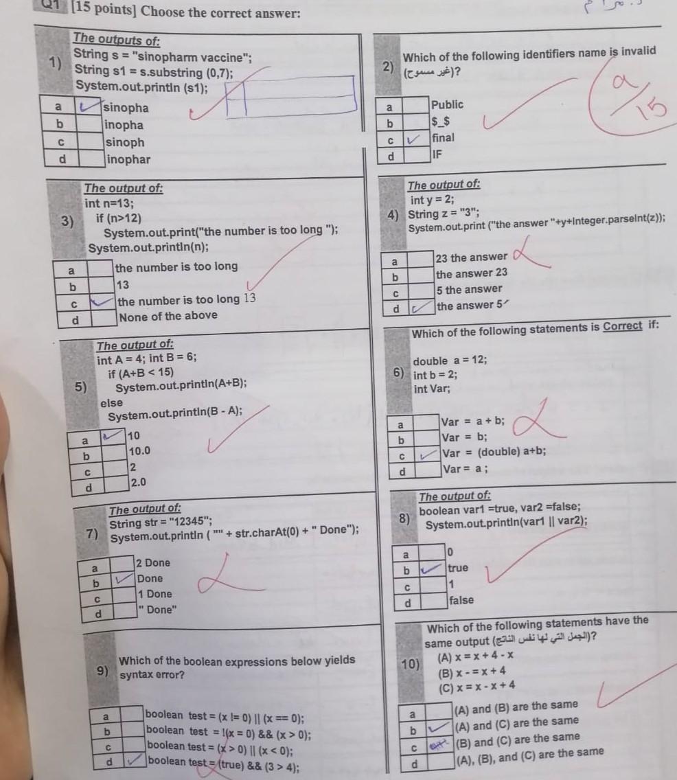Solved [15 points] Choose the correct answer: Which of the | Chegg.com