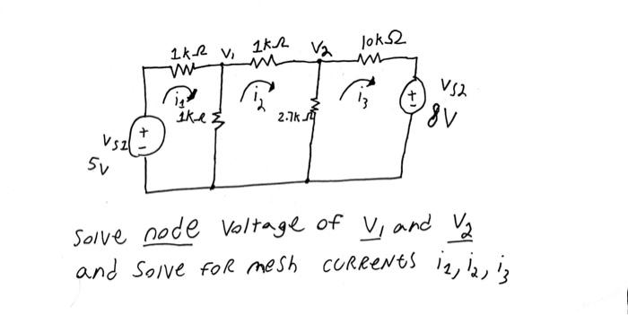 Solved Solve node voltage of V1 and V2 and Solve for mesh | Chegg.com