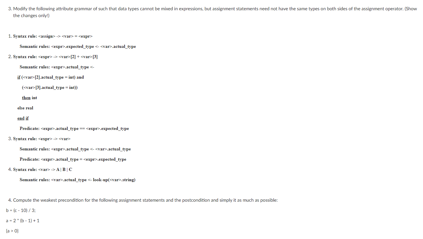 Modify the following attribute grammar of such that | Chegg.com