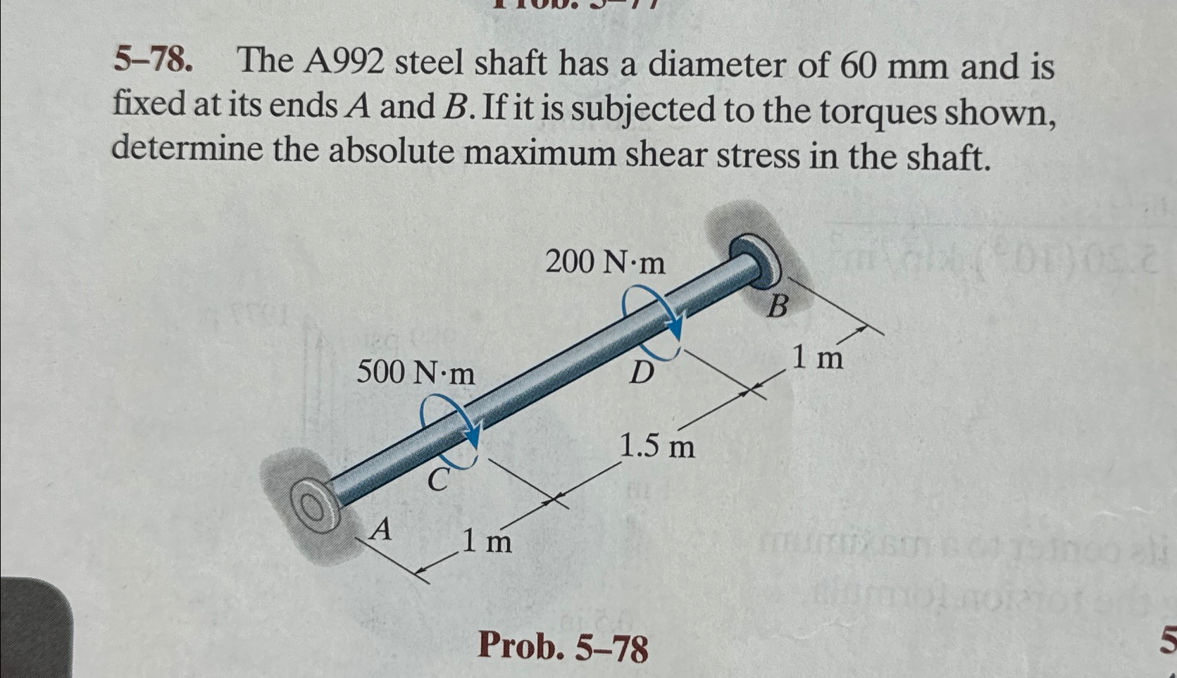 Solved 5-78. ﻿The A992 ﻿steel shaft has a diameter of 60mm | Chegg.com