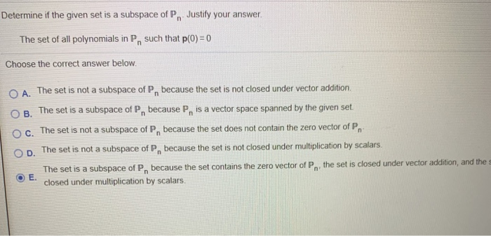 Solved Determine if the given set is a subspace of P, | Chegg.com
