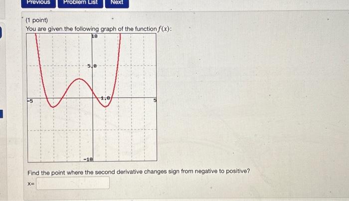 Solved Previous Problem List -5 (1 point) You are given the | Chegg.com