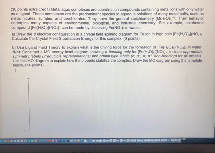 Solved (30 points extra credit) Metal aquo complexes are | Chegg.com