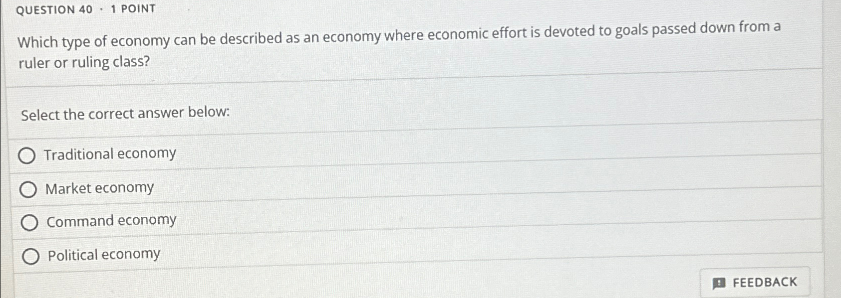 Solved QUESTION 40 - 1 POINTWhich type of economy can be | Chegg.com Solved QUESTION 40 - 1 POINTWhich type of economy can be | Chegg.com