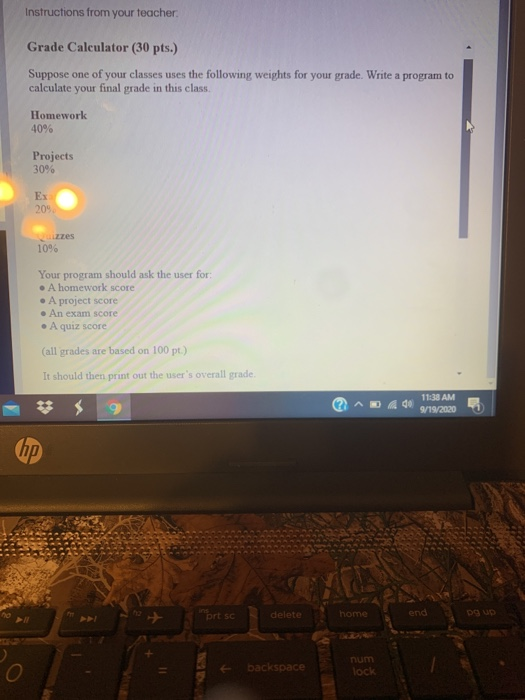 Solved Instructions from your teacher Grade Calculator (30 | Chegg.com