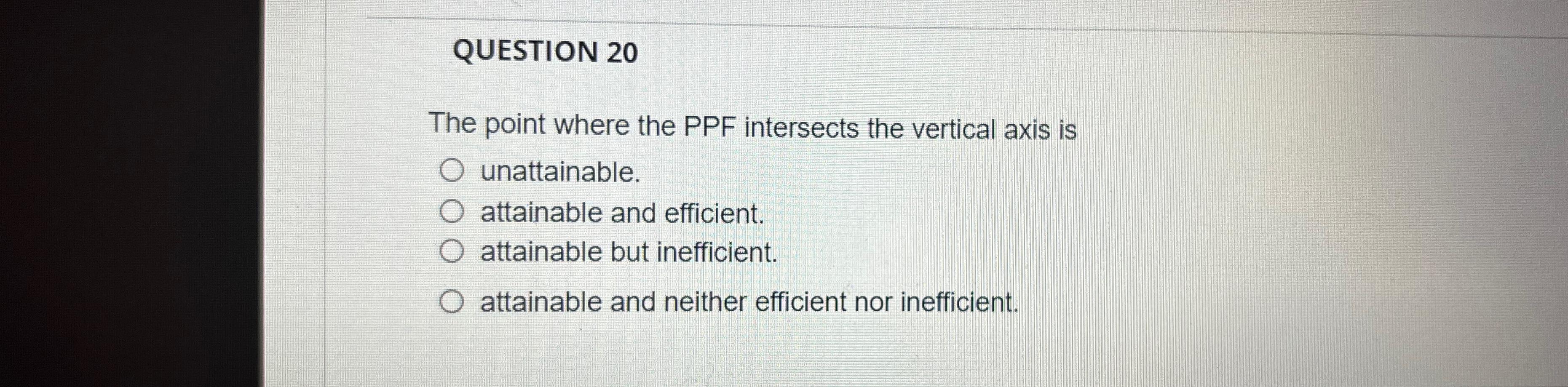 Solved QUESTION 20The point where the PPF intersects the | Chegg.com