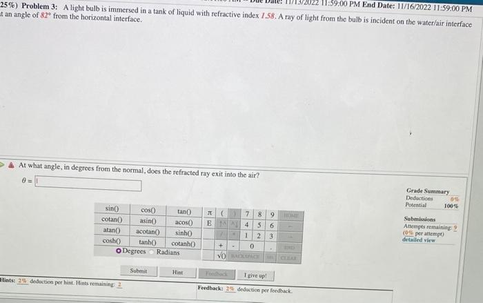 Solved (25\%) Problem 1: Consider the speed of light in | Chegg.com