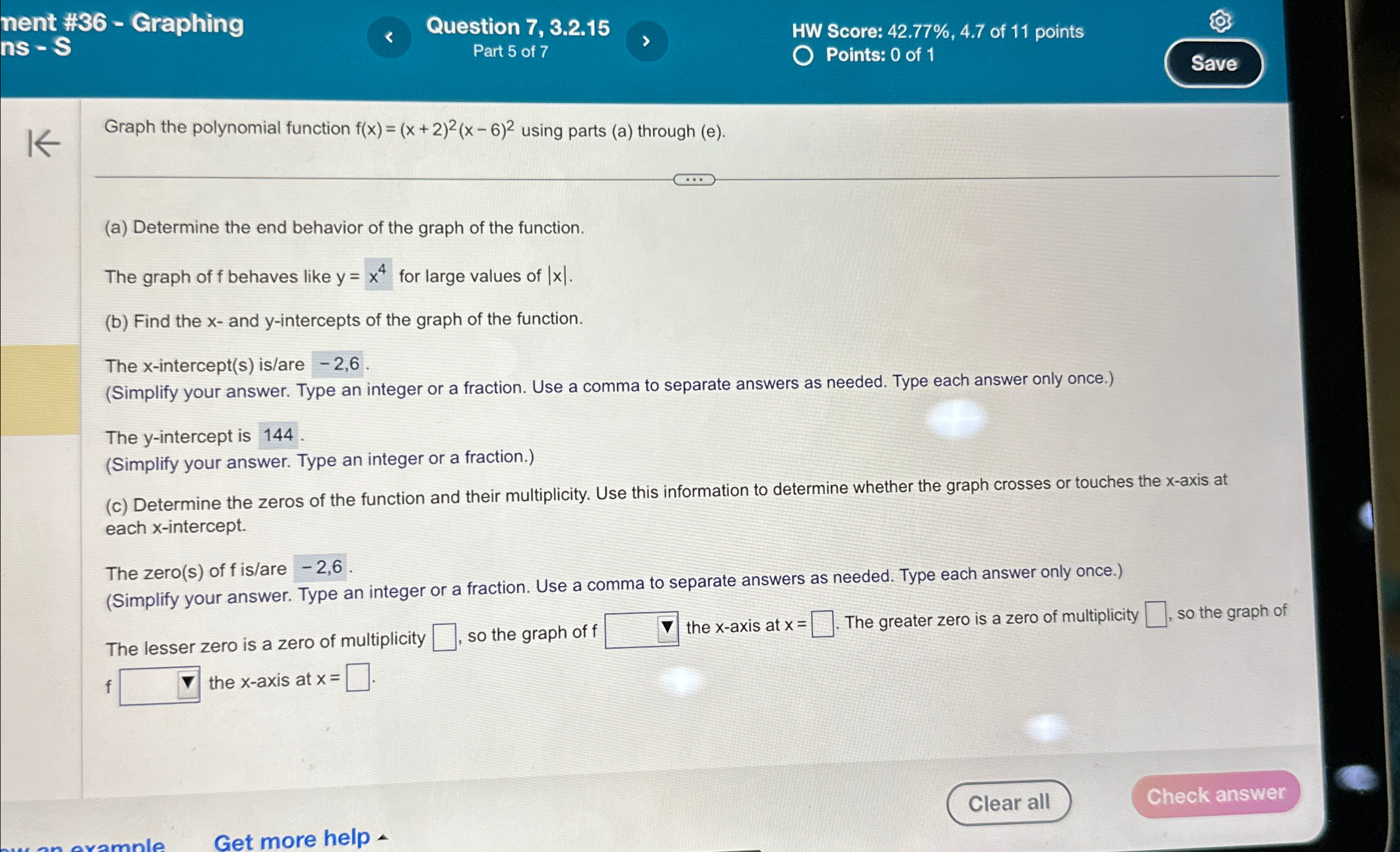 Solved HW Score: 42.77%,4.7 ﻿of 11 ﻿pointsPart 5 ﻿of | Chegg.com