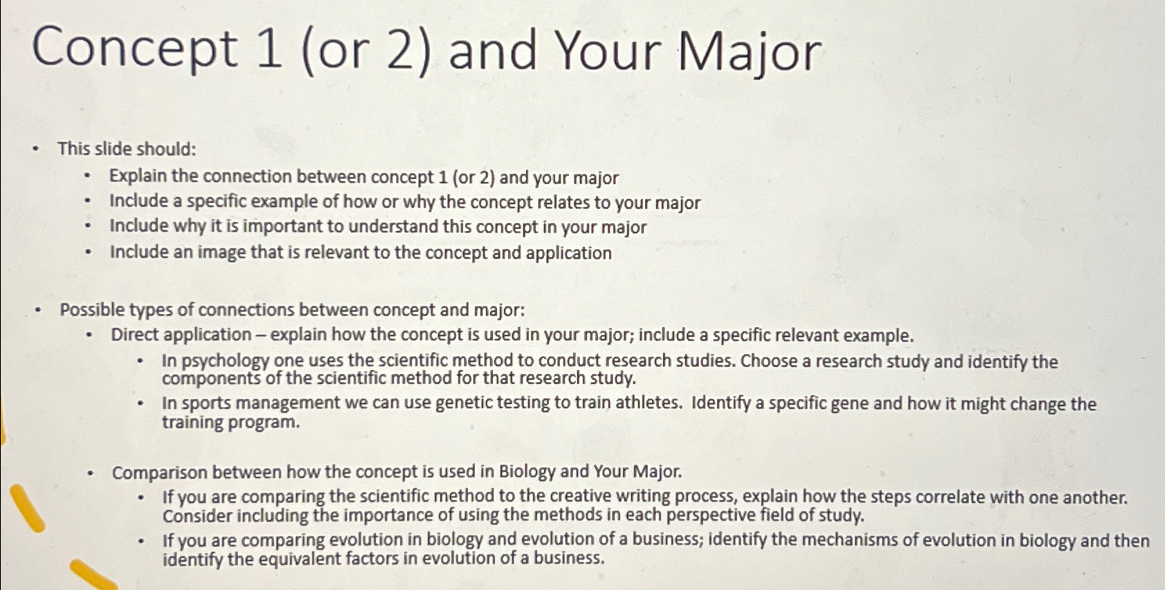 Concept 1 (or 2) ﻿and Your MajorThis slide | Chegg.com
