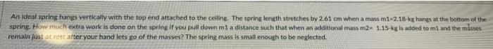 Solved An ideal spring hangs vertically with the top end | Chegg.com
