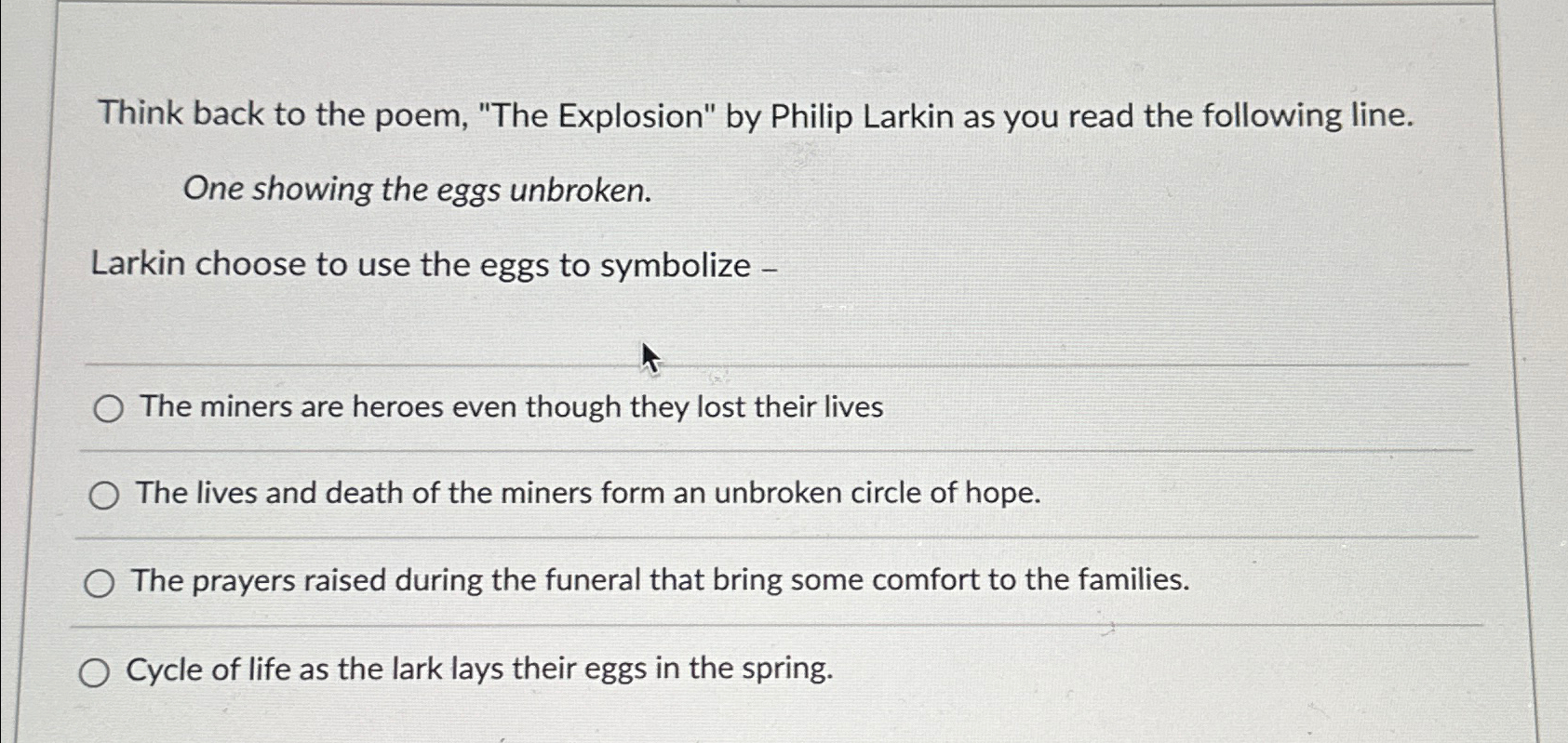 Solved Think back to the poem, "The Explosion" by Philip | Chegg.com