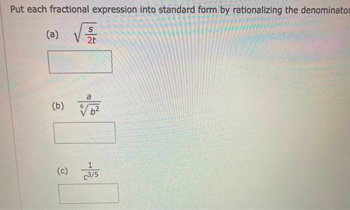 Solved Put each fractional expression into standard form by | Chegg.com