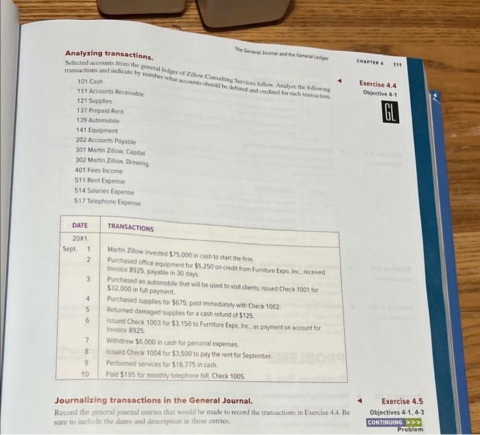 Solved Analyzing transactions. The General Jounal and the | Chegg.com