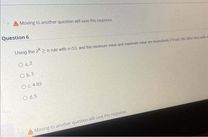 Solved estion 6 Using the 2k≥n rule with n=53, and the | Chegg.com