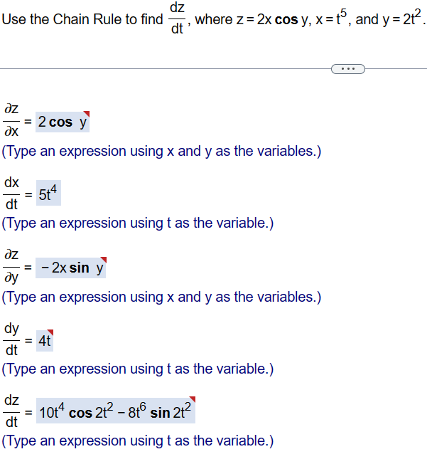 Solved Use the Chain Rule to find dzdt, ﻿where | Chegg.com