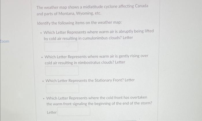 Solved The weather map shows a midlatitude cyclone affecting | Chegg.com