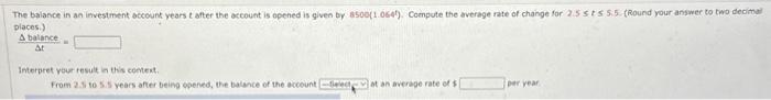 Solved The balance in an investment becount years t after | Chegg.com