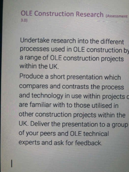 Solved OLE Construction Research (Assessment 3.0) Undertake | Chegg.com