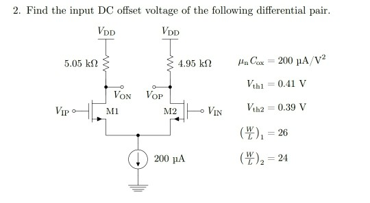 Solved 2. Find the input DC offset voltage of the following | Chegg.com