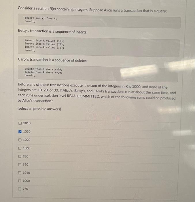 Solved Betty's transaction is a sequence of inserts: insert | Chegg.com
