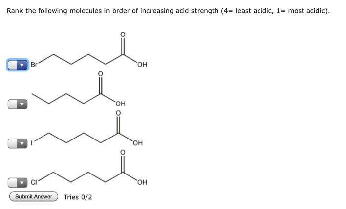 Solved Rank the following molecules in order of increasing | Chegg.com