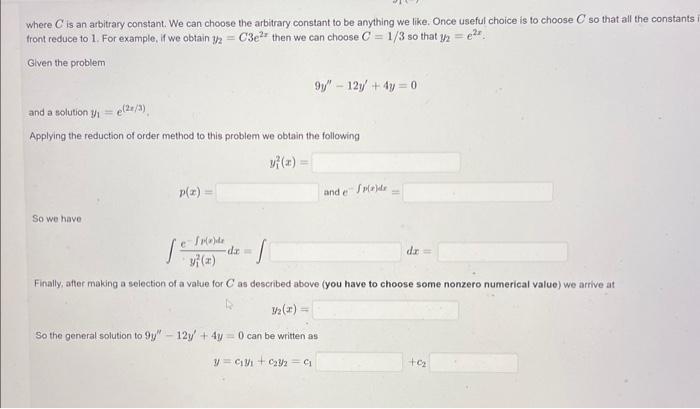 Solved (1 point) Given a second order linear homogeneous | Chegg.com
