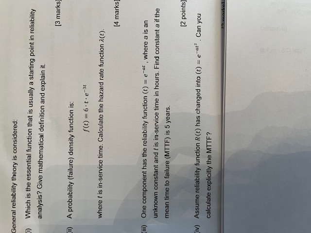 Solved General reliability theory is considered:(i) ﻿Which | Chegg.com