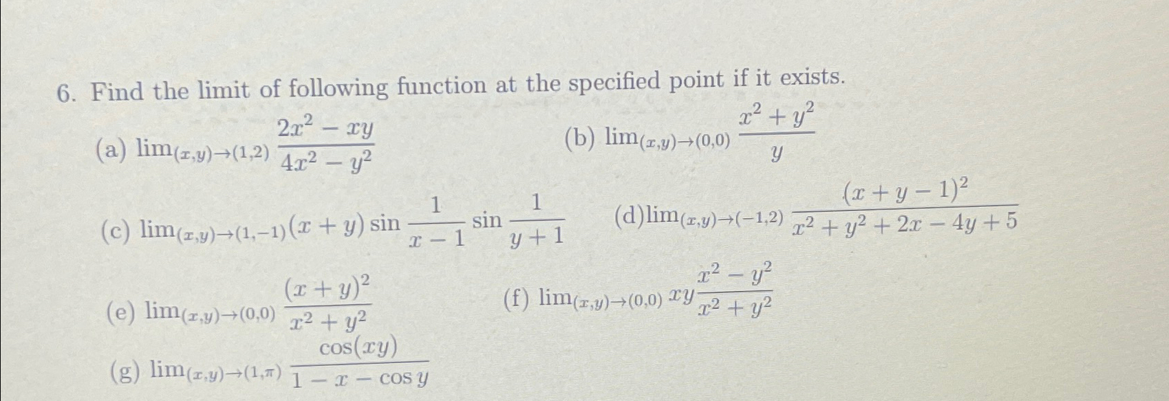 Solved Find the limit of following function at the specified | Chegg.com