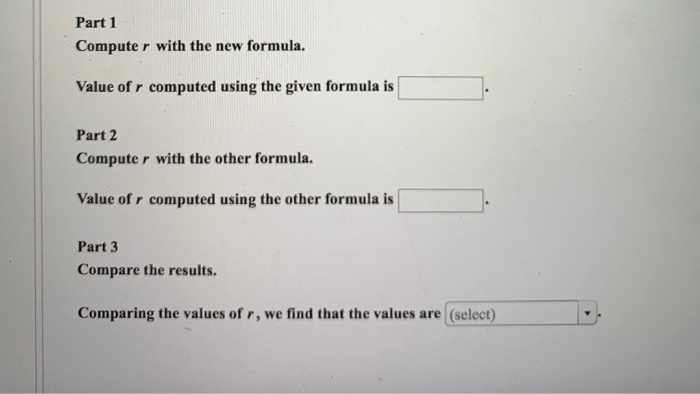 Solved One of the formulas for computing r is E(x - 2) - Y) | Chegg.com