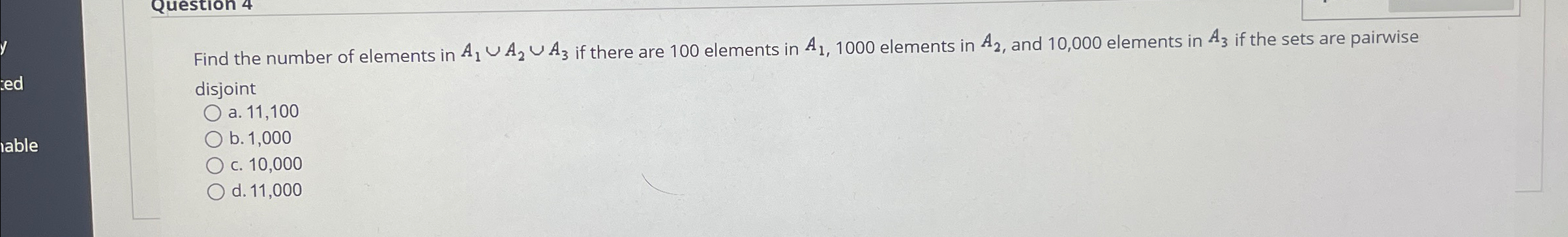 Solved Find the number of elements in A1∪A2∪A3 ﻿if there are | Chegg.com