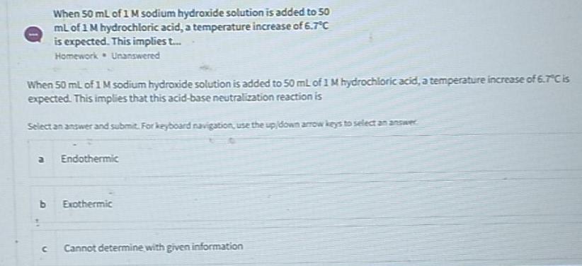 Solved When 50 mL of 1 M sodium hydroxide solution is added | Chegg.com