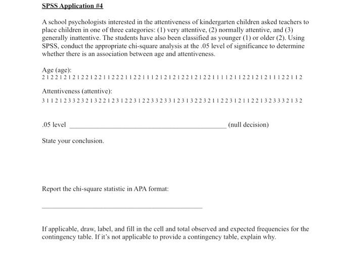 Solved SPSS Application \#4 A school psychologists | Chegg.com