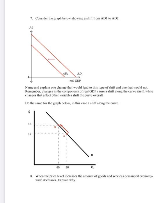 Solved 7. Consider the graph below showing a shift from AD1 | Chegg.com