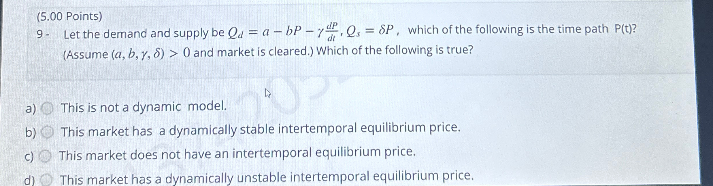 Solved (5.00 ﻿Points)9- ﻿Let the demand and supply be | Chegg.com