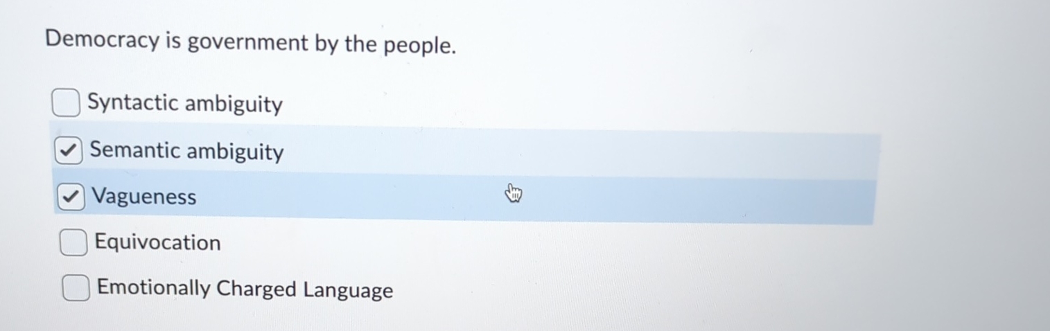 Solved Democracy is government by the people.Syntactic | Chegg.com