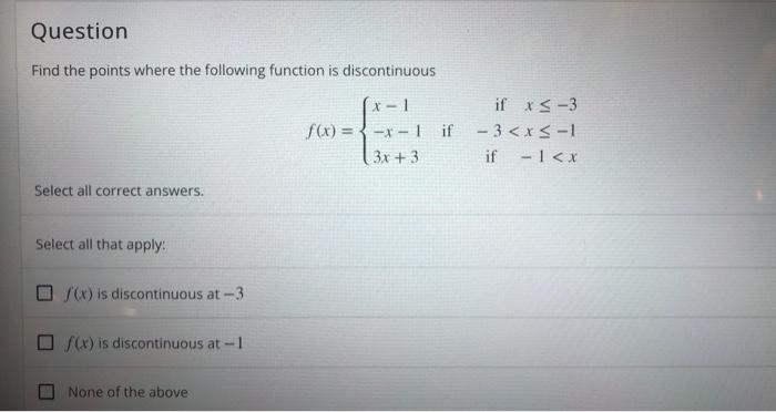 Solved Find the points where the following function is | Chegg.com