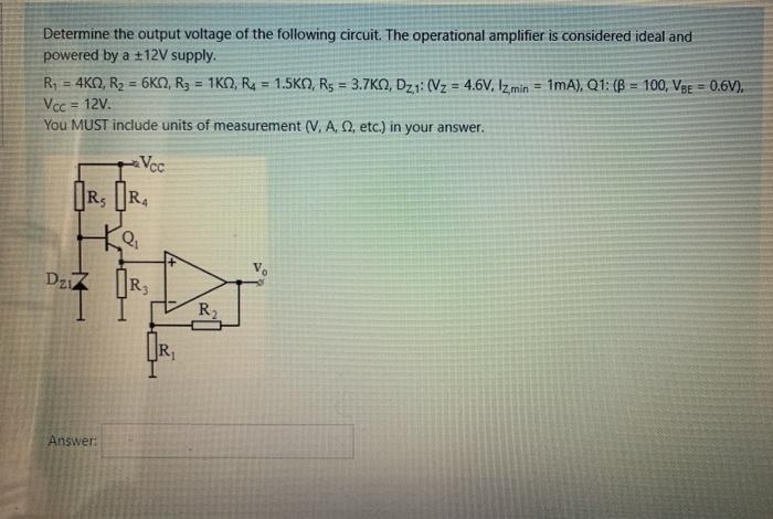 Solved Determine the output voltage of the following | Chegg.com