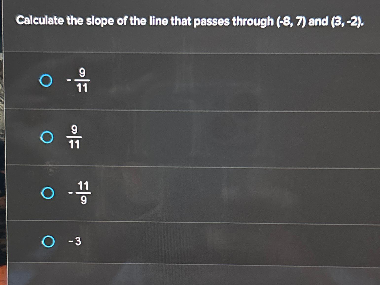 Solved Calculate the slope of the line that passes through | Chegg.com