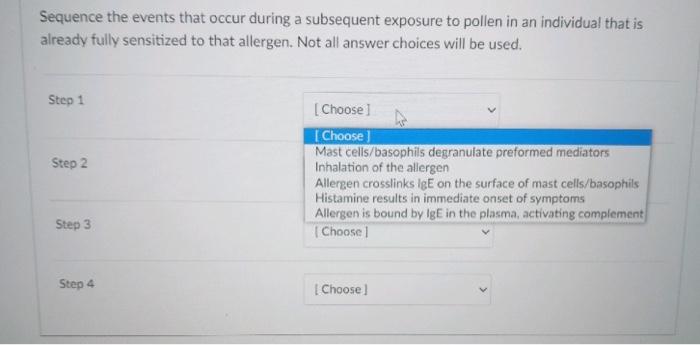 Solved Sequence the events that occur during a subsequent | Chegg.com